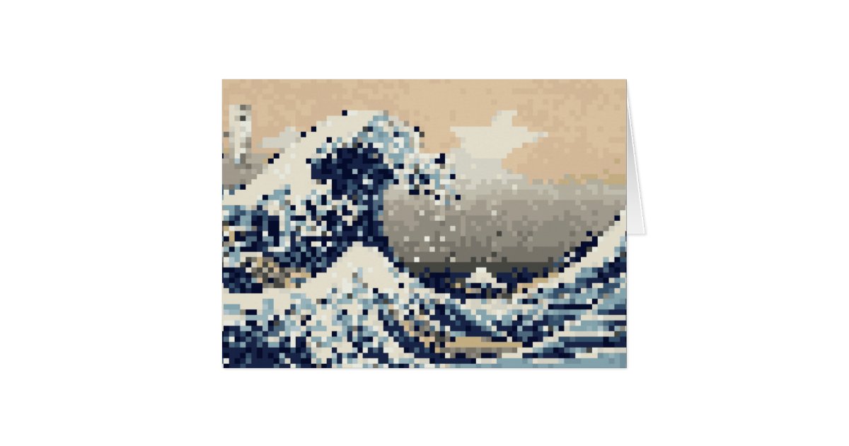 The Great Wave off Kanagawa 8 Bit Pixel Art Card | Zazzle