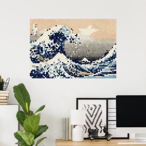 The Great Wave off Kanagawa 8 Bit Pixel Art Poster | Zazzle