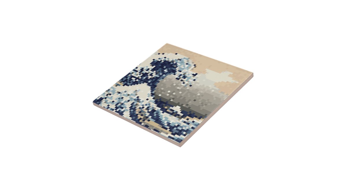 The Great Wave off Kanagawa 8 Bit Pixel Art Tile | Zazzle