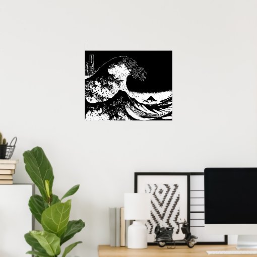The Great Wave off Kanagawa Black and White Poster | Zazzle