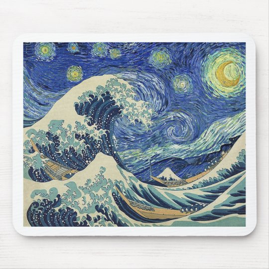 The Great Wave Off Kanagawa - The Starry Night Mouse Pad | Zazzle.com