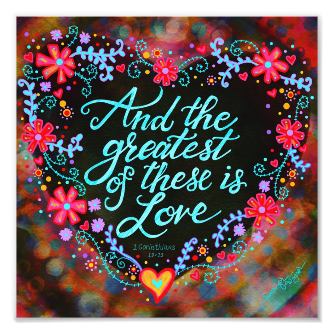 The Greatest is Love Pretty Heart Photo Print | Zazzle