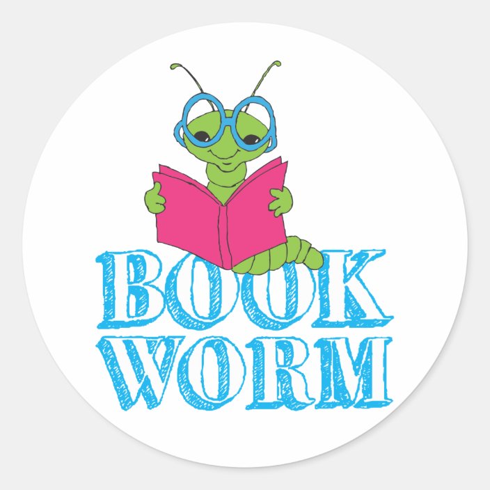 The Green Brilliant Cartoon Bookworm Book Worm Classic Round Sticker ...