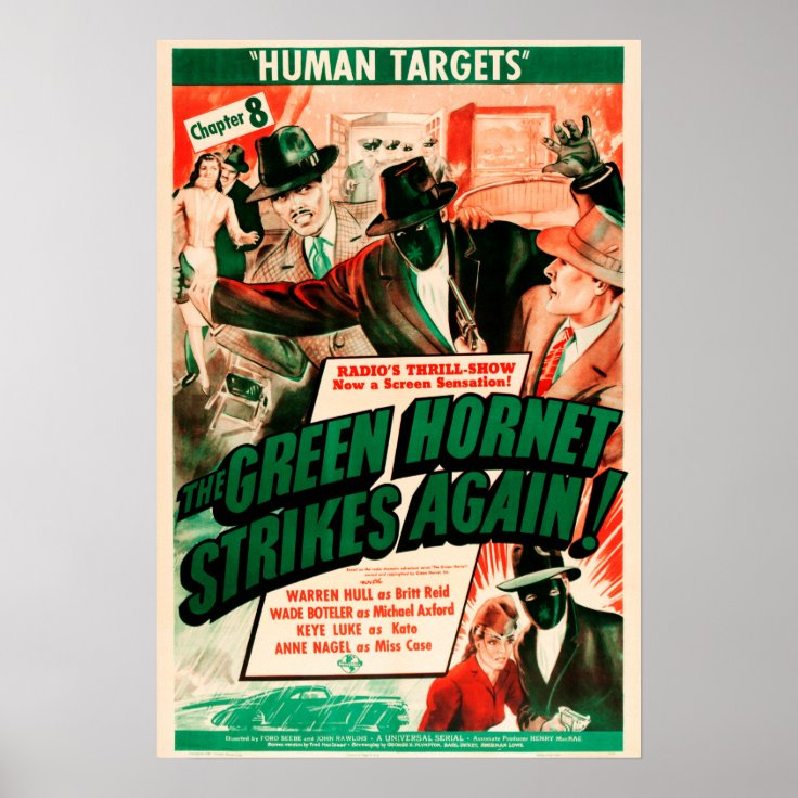 THE GREEN HORNET STRIKES AGAIN! Hollywood Film Ad Poster | Zazzle
