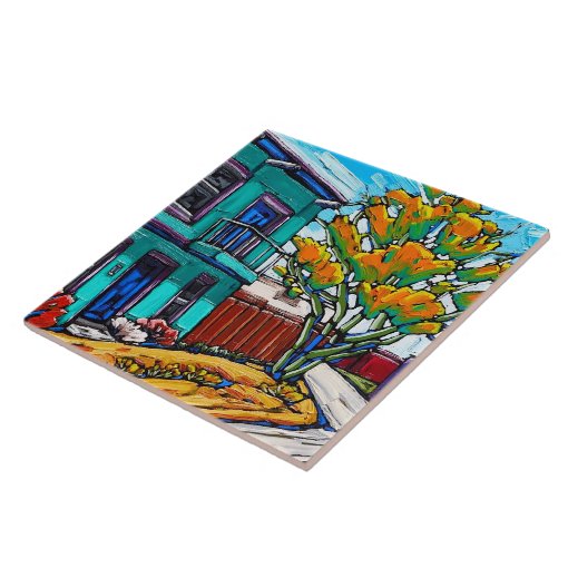 The "Green Streetcorner, Tucson Barrio" Tile | Zazzle