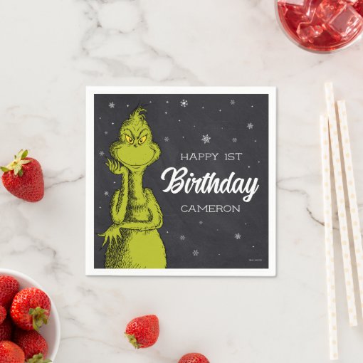 The Grinch Chalkboard Birthday Napkins | Zazzle