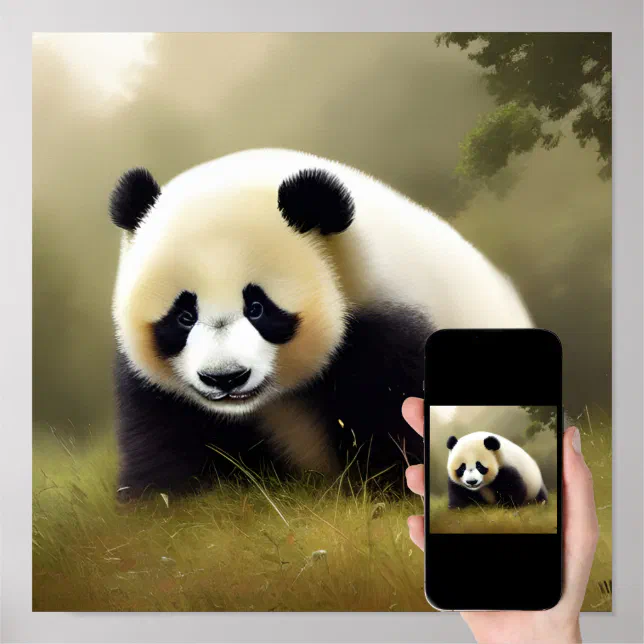 The Happy Panda Digital Art Poster | Zazzle
