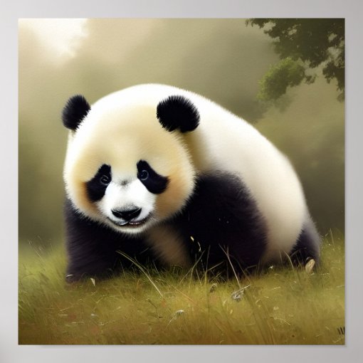The Happy Panda Digital Art Poster | Zazzle