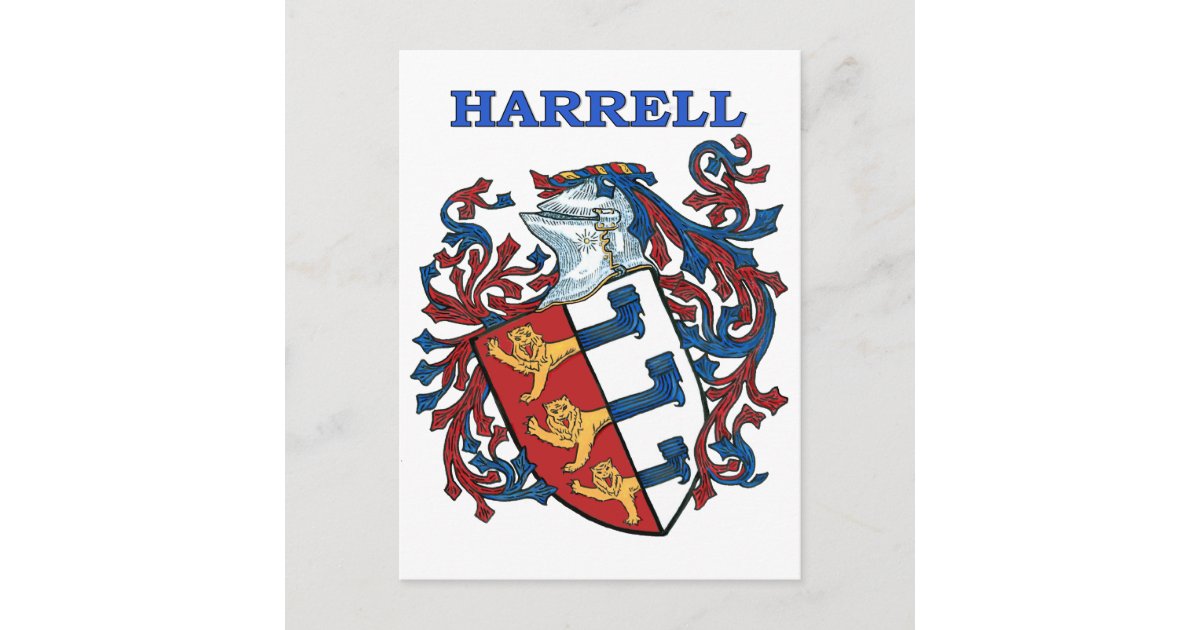 The Harrell Family Crest Postcard | Zazzle