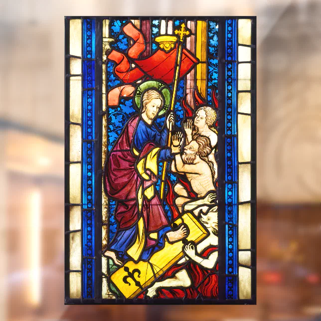 The Harrowing of Hell Faux Stained Glass Window Cling | Zazzle