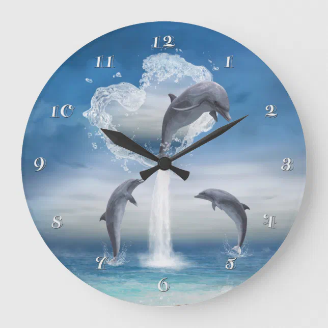 The Heart Of The Dolphins Wall Clock | Zazzle