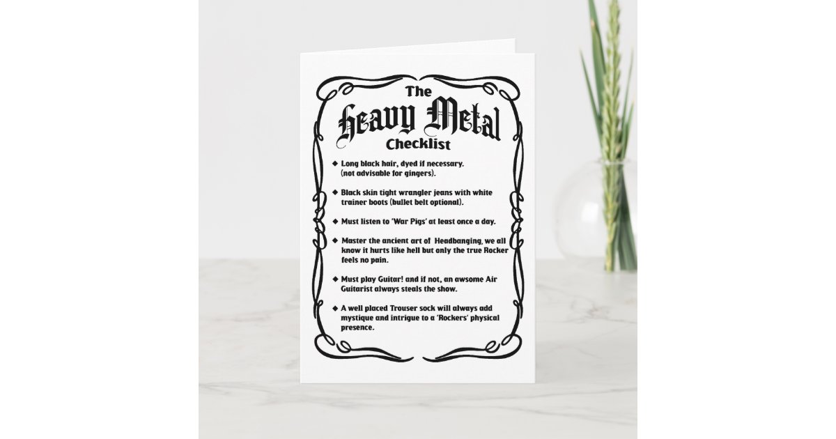 The Heavy Metal Checklist Card | Zazzle