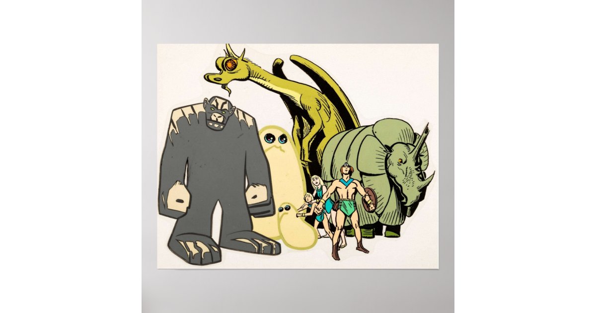 The Herculoids Comic Classic Vintage Retro Cartoon Poster | Zazzle
