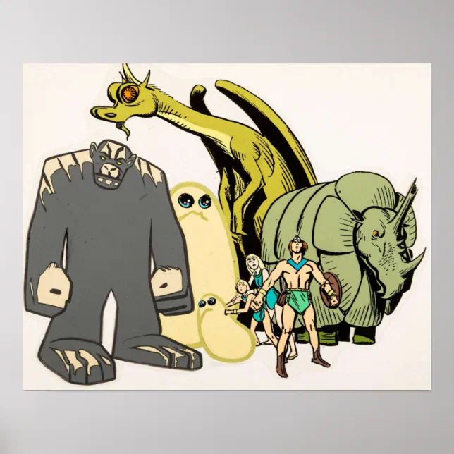 The Herculoids Comic Classic Vintage Retro Cartoon Poster | Zazzle