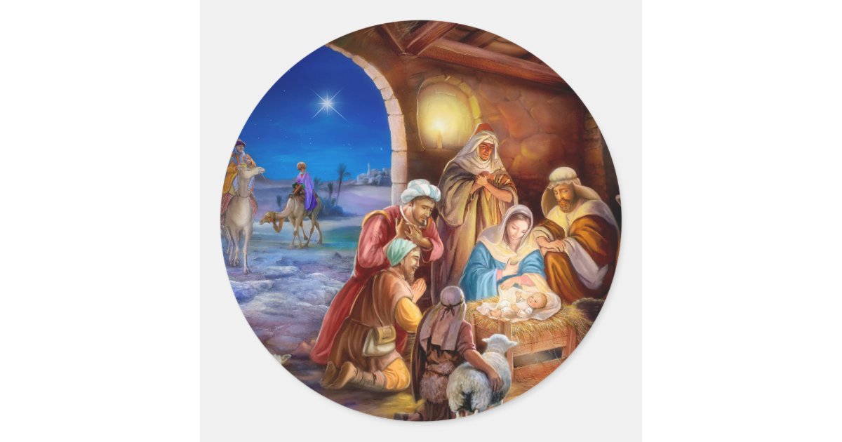 The holy family classic round sticker | Zazzle