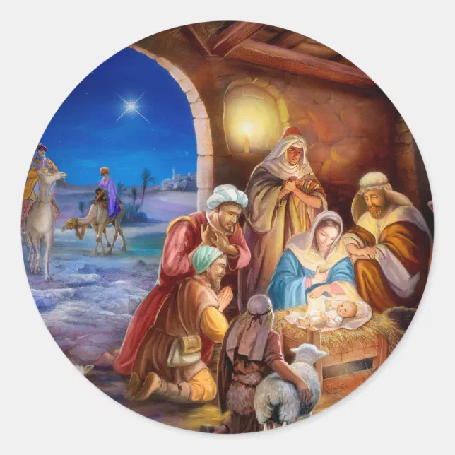 The holy family classic round sticker | Zazzle