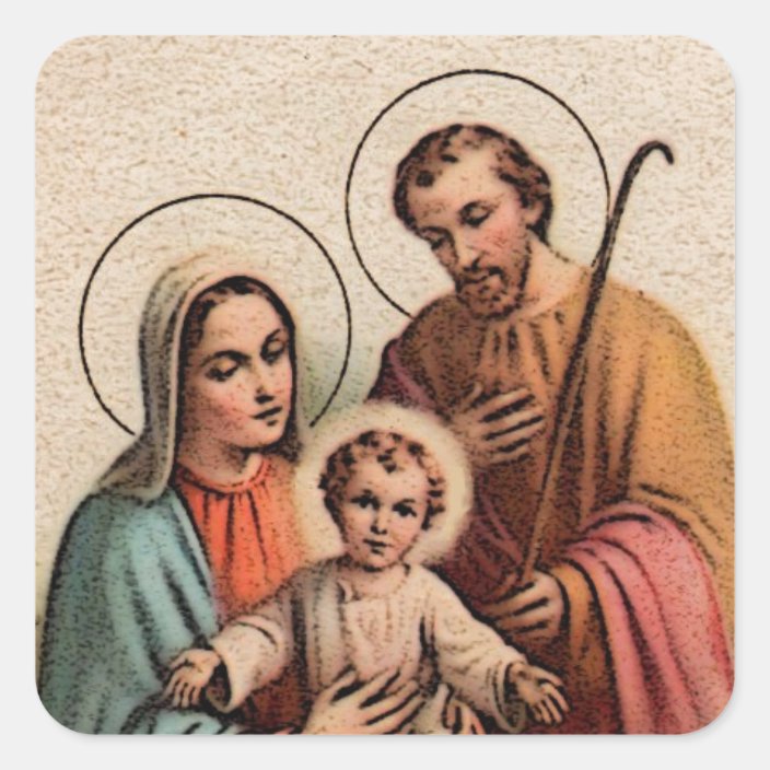 The Holy Family - Jesus, Mary, and Joseph Square Sticker | Zazzle.com