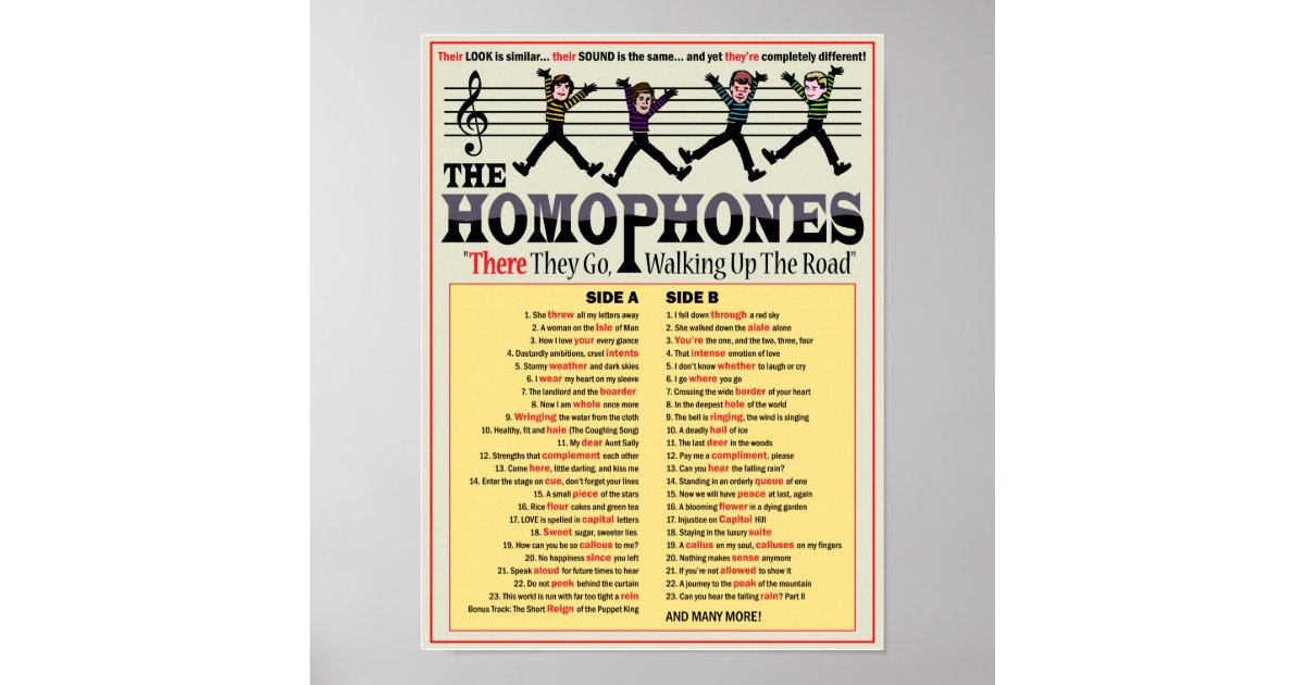 The Homophones Poster | Zazzle