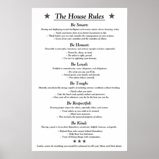 The House Rules v3white Poster | Zazzle.com