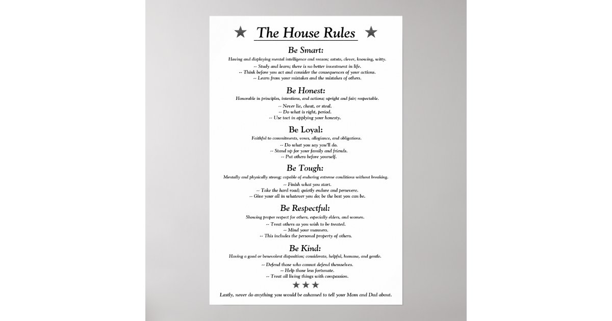 The House Rules v3white Poster | Zazzle