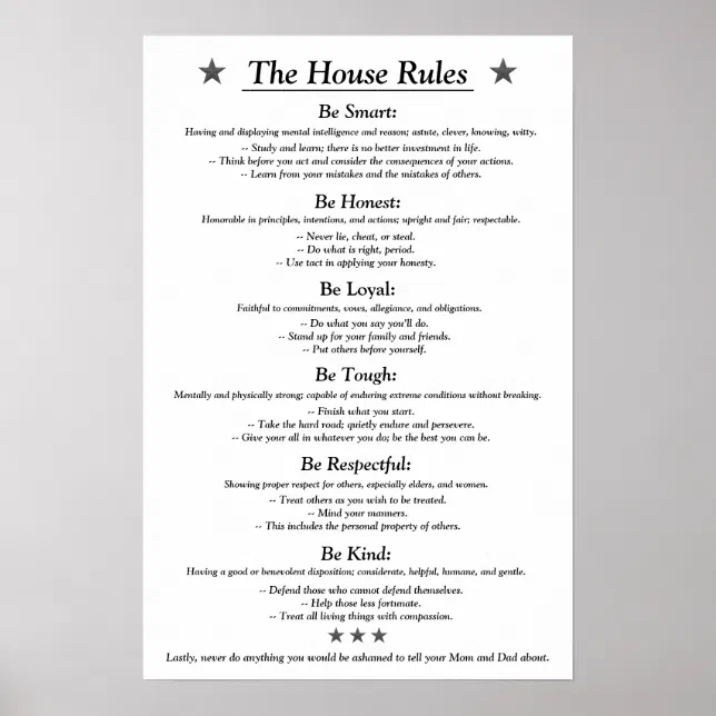 The House Rules v3white Poster | Zazzle