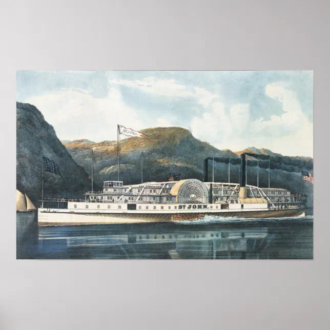 The Hudson River Steamboat `St. John' Poster | Zazzle
