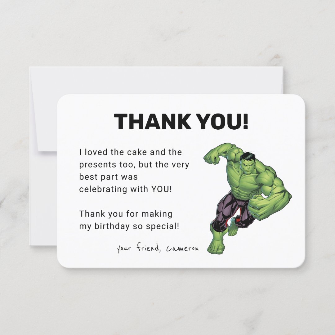 The Hulk Birthday Thank You Invitation | Zazzle