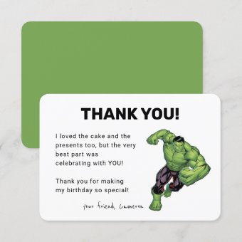 The Hulk Birthday Thank You Invitation | Zazzle