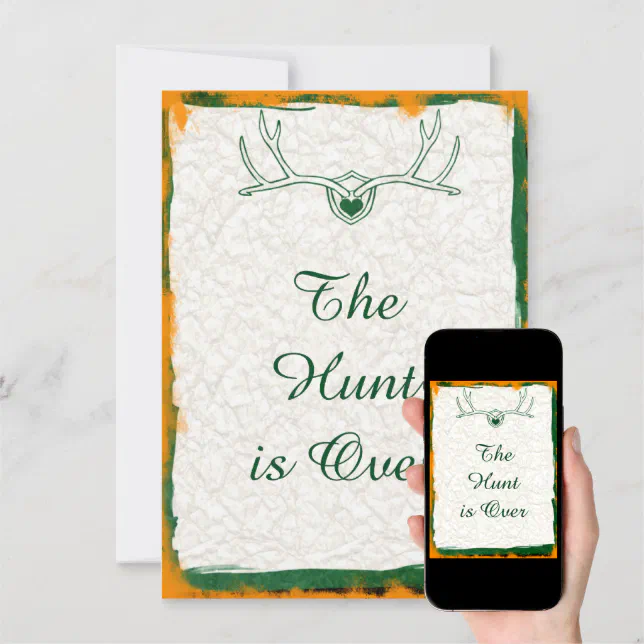 The Hunt is Over Antler Camo Wedding Invitations | Zazzle