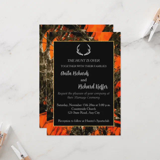 The Hunt is Over Camouflage Wedding Invitation | Zazzle