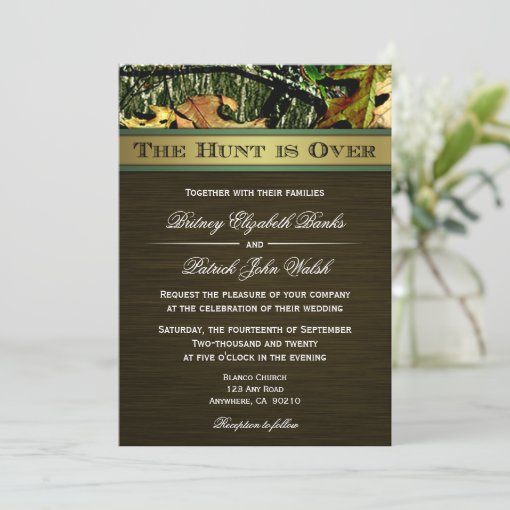 The Hunt is Over Hunting Camo Wedding Invitations | Zazzle