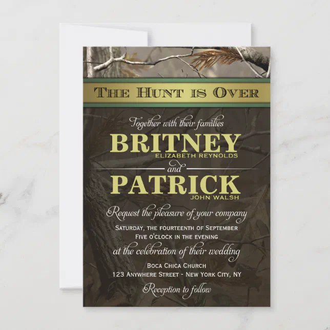 The Hunt is Over Hunting Camo Wedding Invitations | Zazzle