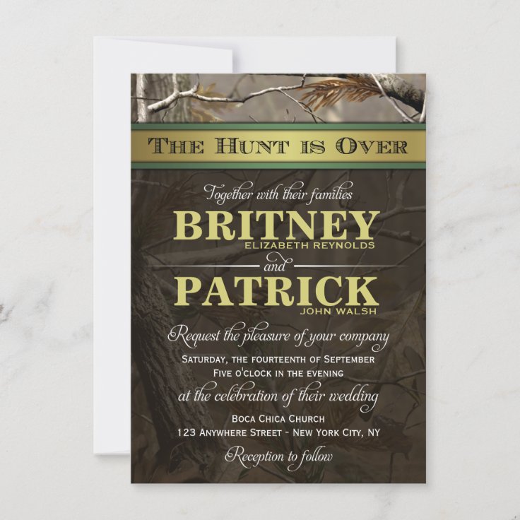 The Hunt is Over Hunting Camo Wedding Invitations | Zazzle