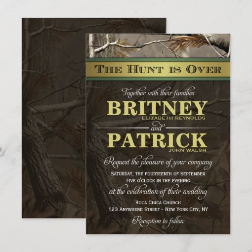 The Hunt is Over Hunting Camo Wedding Invitations | Zazzle