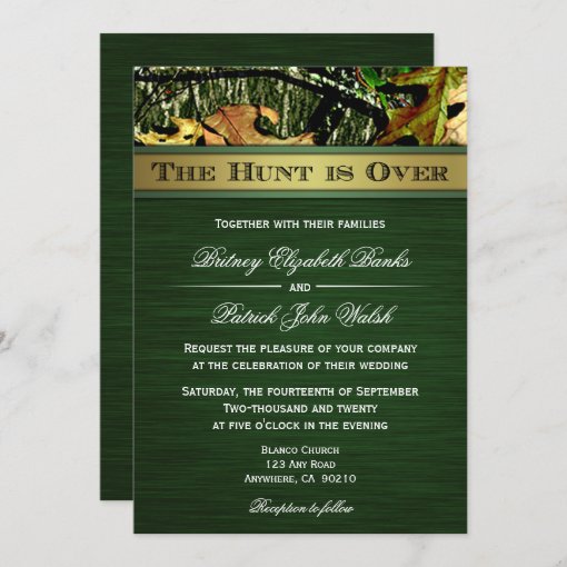 The Hunt is Over Hunting Camo Wedding Invitations | Zazzle