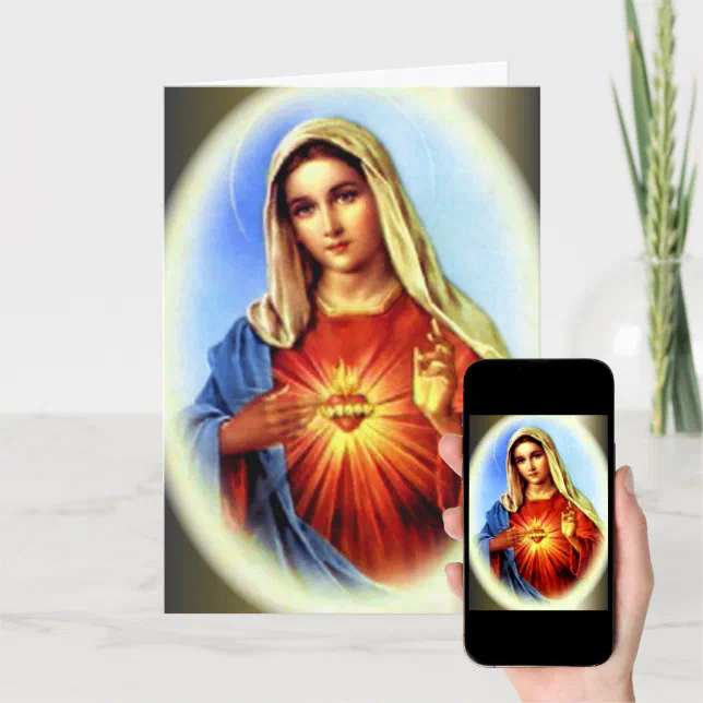 The Immaculate Heart of Blessed Virgin Mary Card | Zazzle