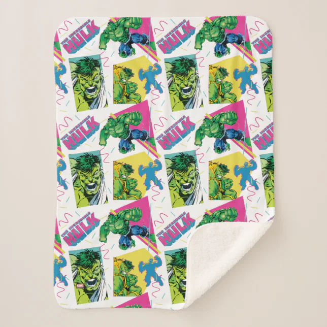 The Incredible Hulk 90's Pattern Sherpa Blanket | Zazzle