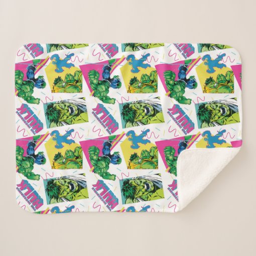 The Incredible Hulk 90's Pattern Sherpa Blanket | Zazzle