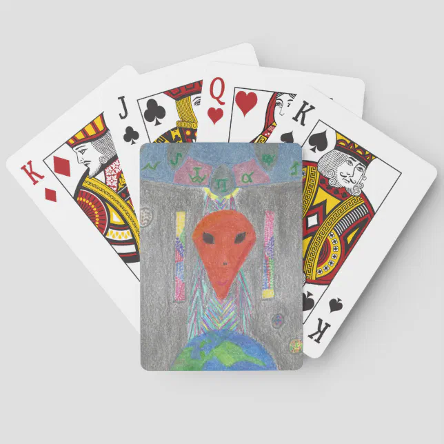 The Interaction UFO Earth and Alien Playing Cards | Zazzle
