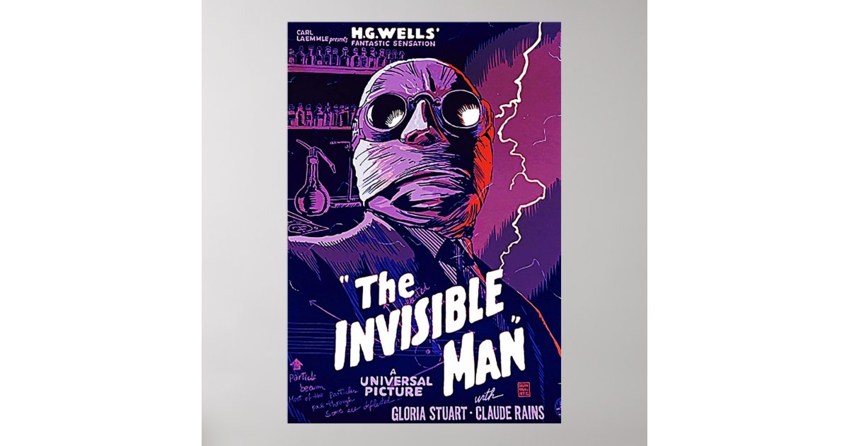 The Invisible Man Classic Horror Monster Movie TS Poster | Zazzle
