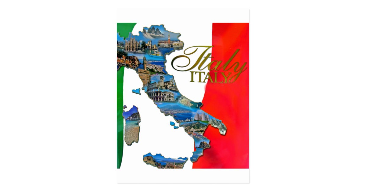 The Italian "Boot" Postcard | Zazzle.com