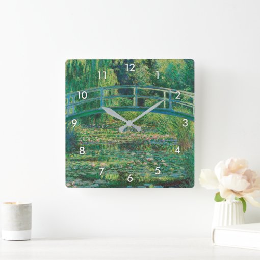 The Japanese Bridge (Water-Lily Pond), Monet Square Wall Clock | Zazzle