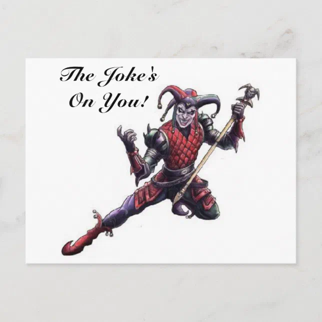 The Joke's On You Evil Jester Spirit and Staff Postcard | Zazzle