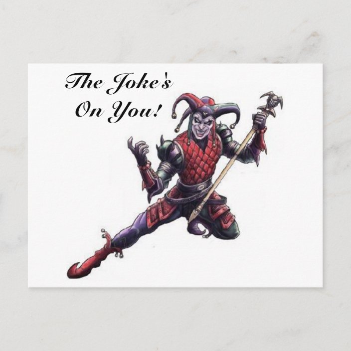 The Joke's On You Evil Jester Spirit and Staff Postcard | Zazzle