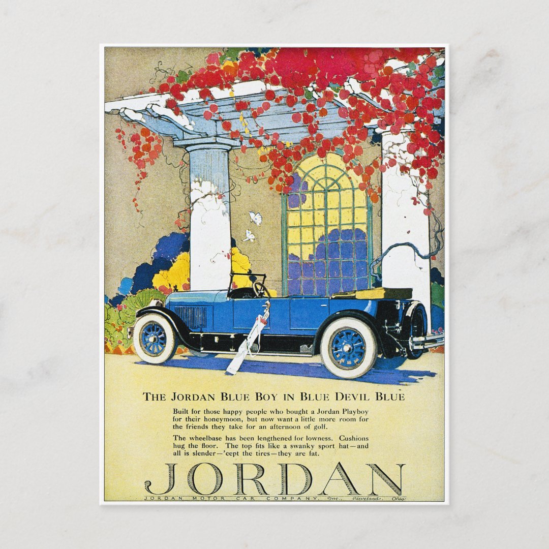 The Jordan Blue Boy Vintage Classic Car Postcard | Zazzle