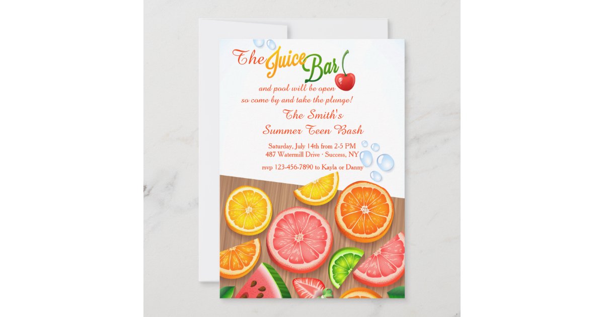 The Juice Bar Invitation | Zazzle