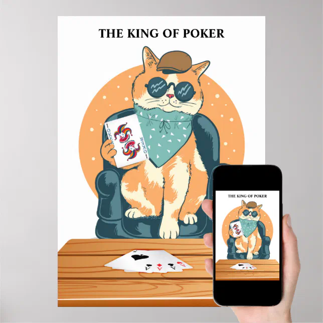 The king of poker cute cat Playing Cards Poster | Zazzle