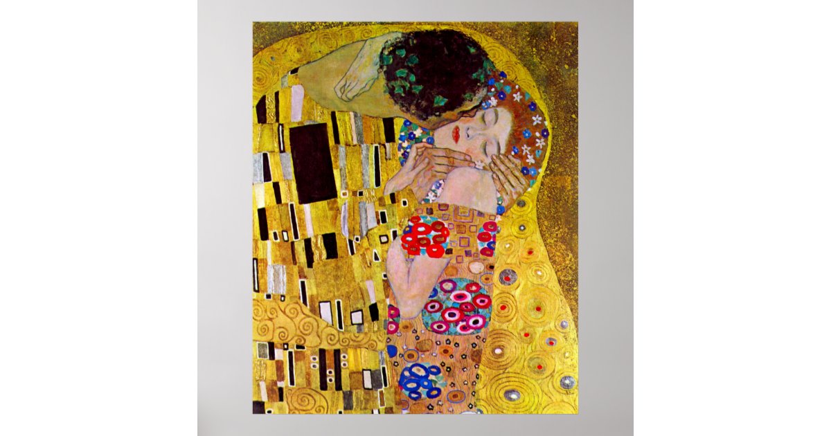 The Kiss by Gustav Klimt, Vintage Art Nouveau Poster | Zazzle