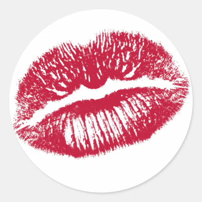 The Kiss, Red Lips Classic Round Sticker | Zazzle