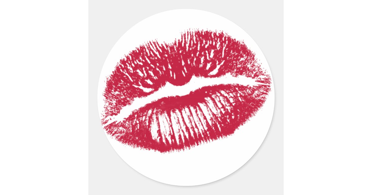 The Kiss, Red Lips Classic Round Sticker | Zazzle
